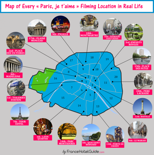 A Map of Every "Paris, je t'aime" Filming Location in Real Life