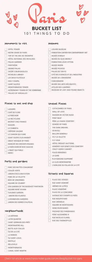 Paris Ultimate Bucket List 101 Things to do in Paris