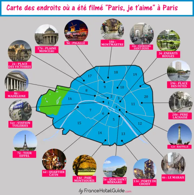 Carte des endroits où a été tourné le film "Paris, je t'aime" - Blog de ...